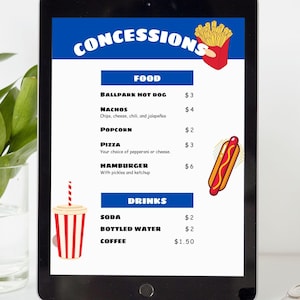 Editable Concession Stand Menu Instant Download Canva Template ...