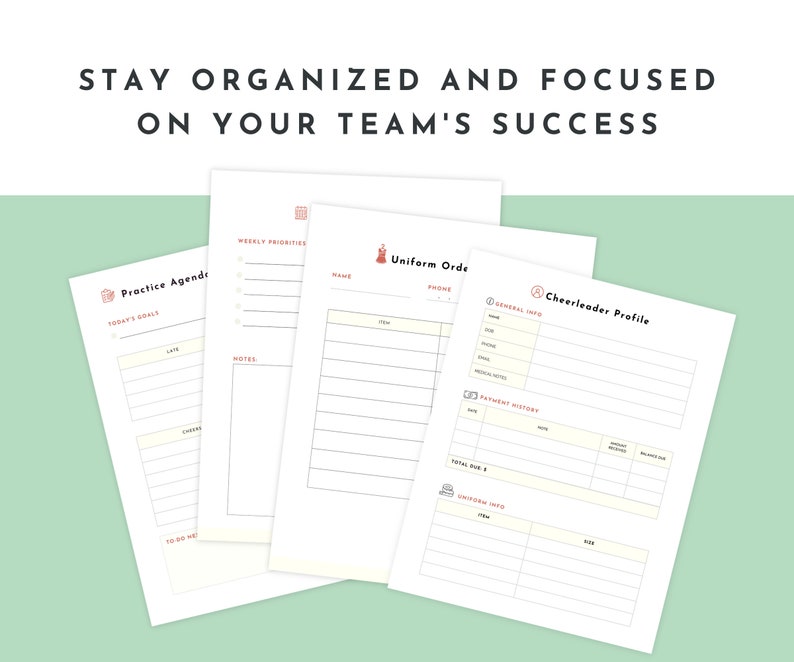 Cheer Coach Binder Planner Printable NON-EDITABLE, Cheerleader Season ...