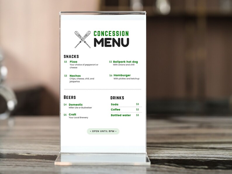 3 Editable Concession Stand Menus for Baseball and Softball, Canva ...