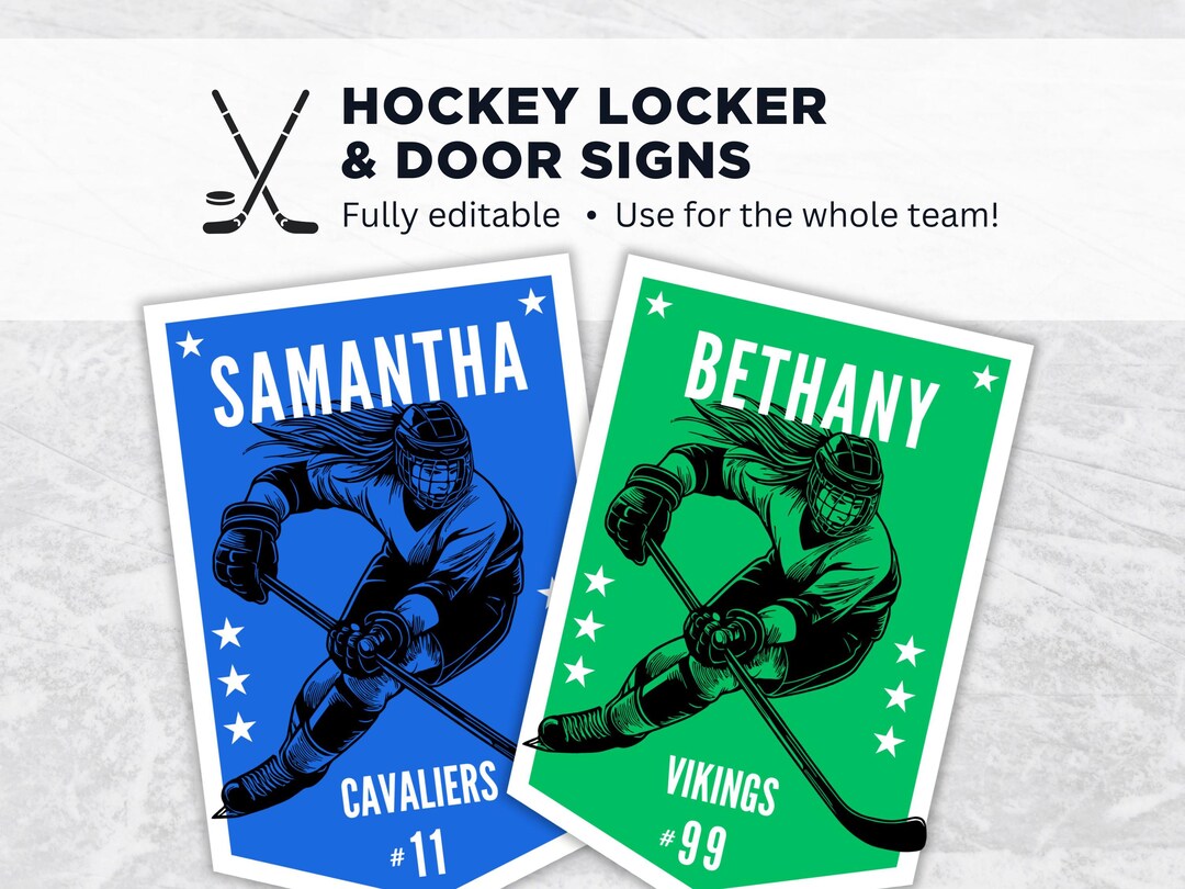 Editable Girls Hockey Locker Door Sign Hockey Locker Decoration Canva ...