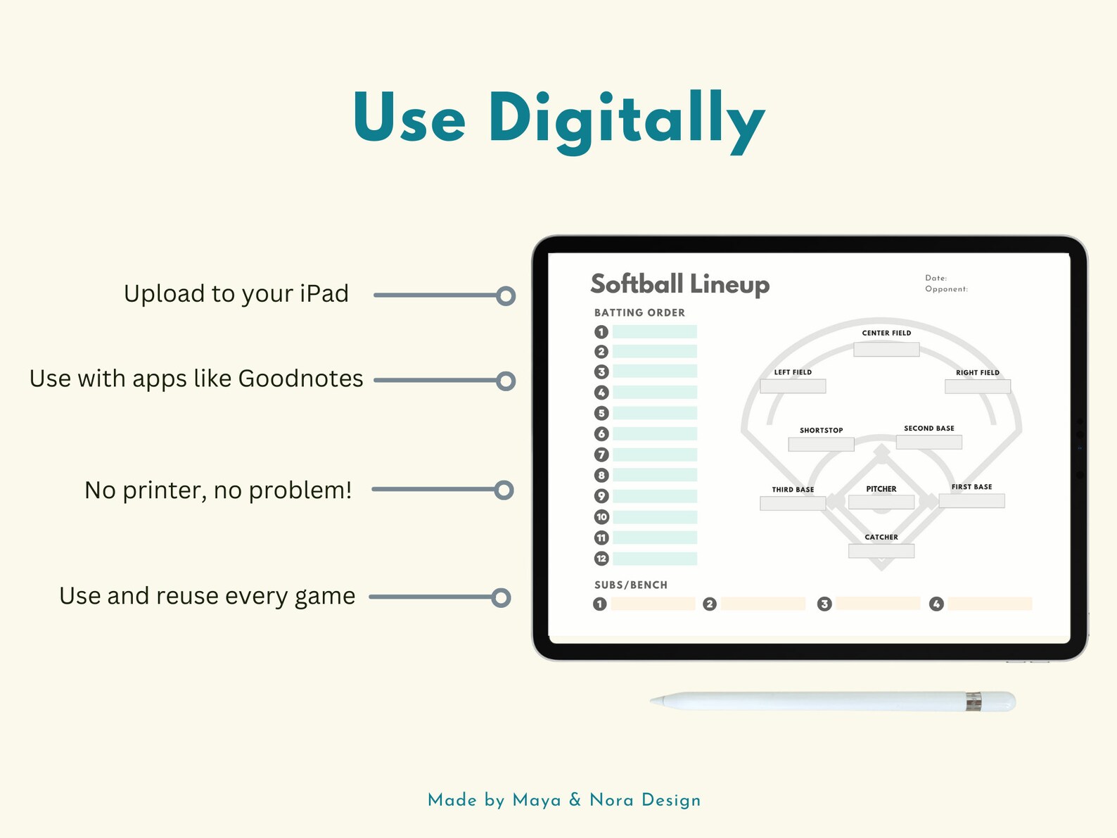 Printable Softball Lineup and Field Position Sheet Batting Order ...