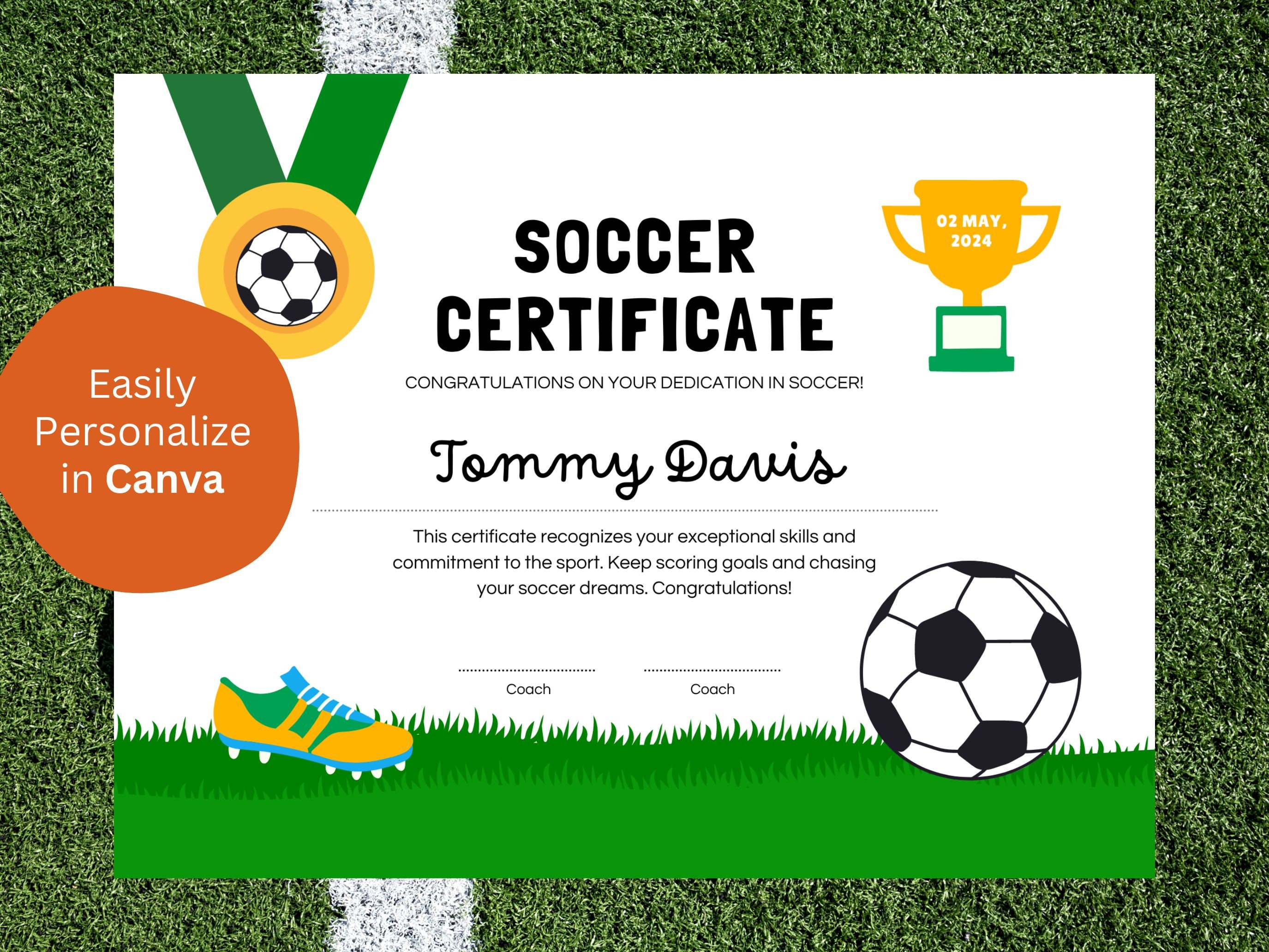 Editable Soccer Certificate, Soccer Team Awards, Printable Soccer Team ...