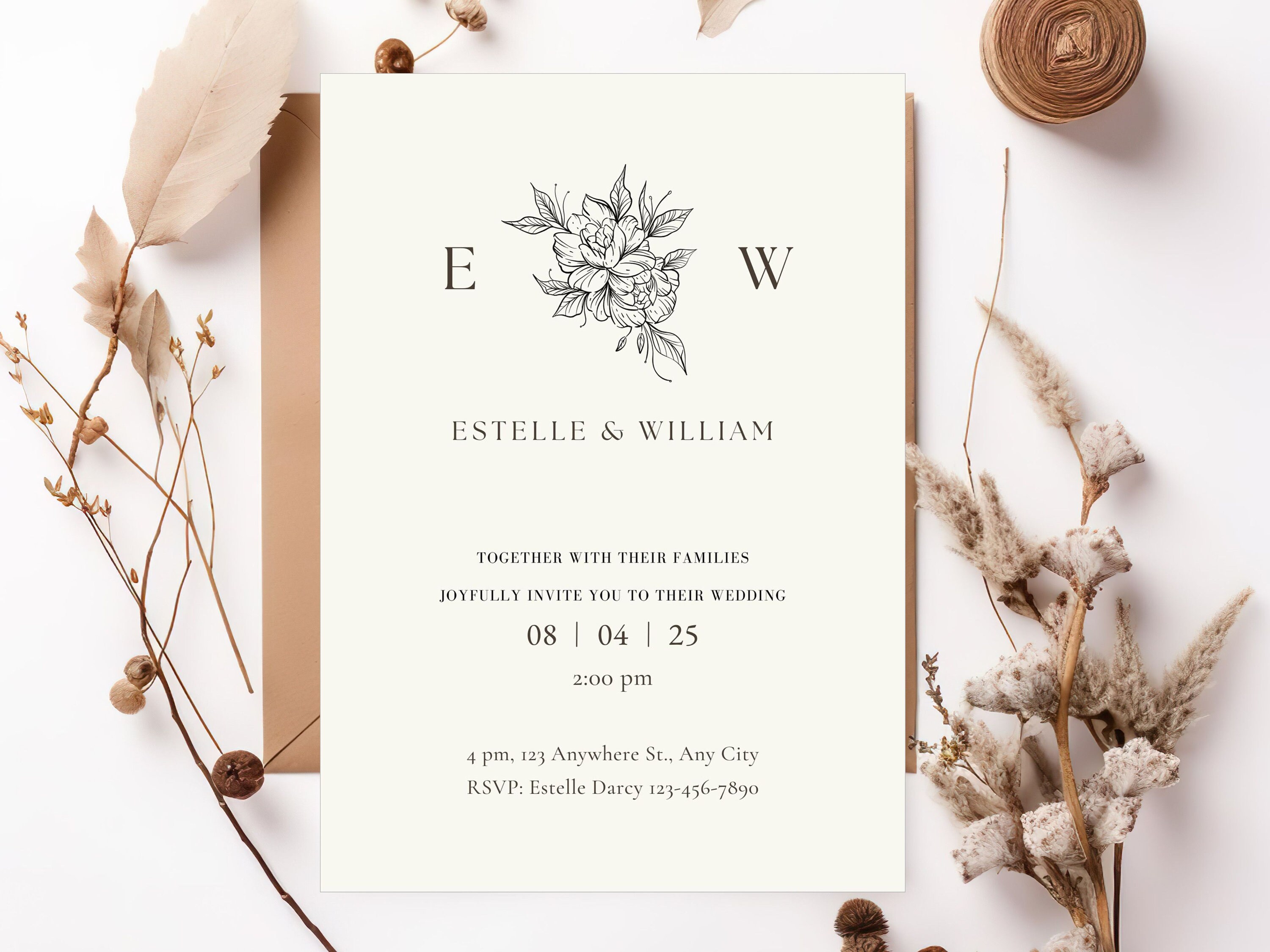 Save the Date & Wedding Invitation Template Set Modern Minimalist ...