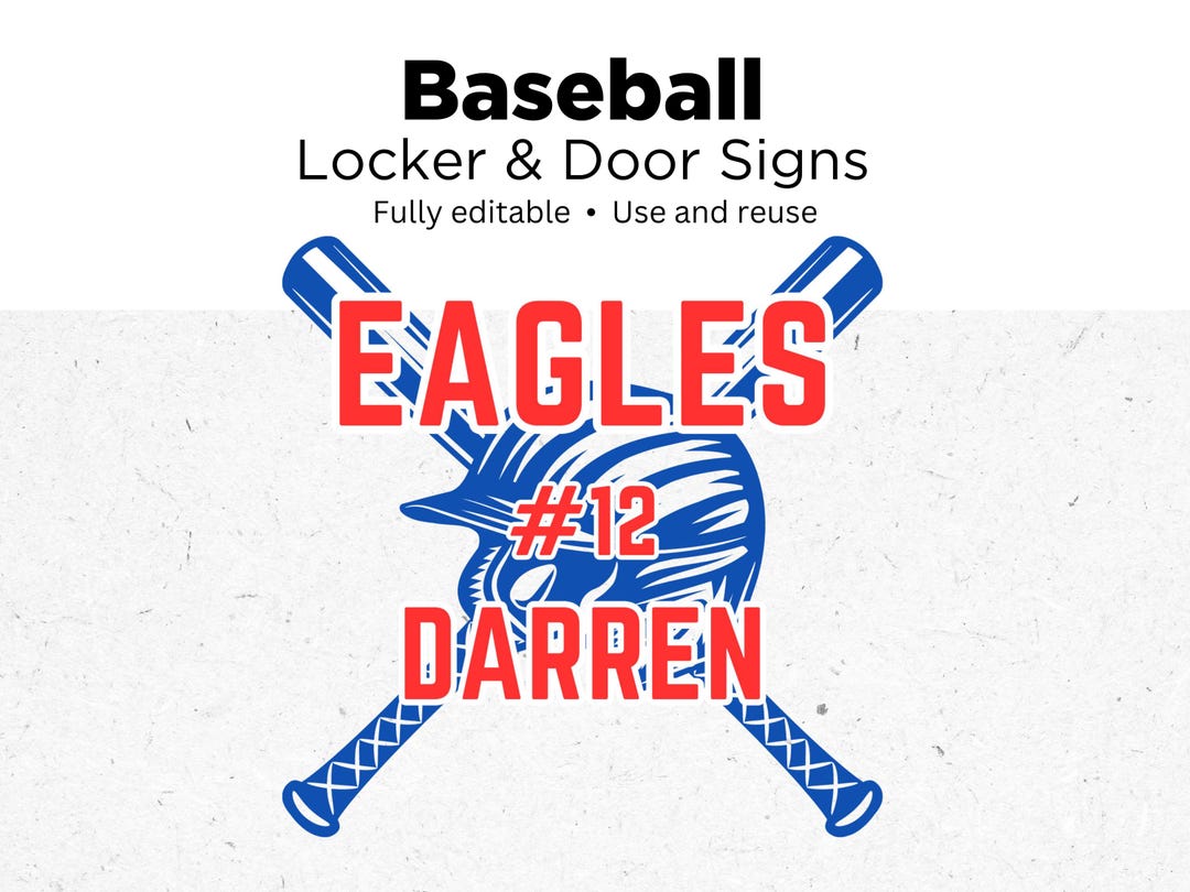 Editable Baseball Softball Locker Door Sign Canva Template Template ...