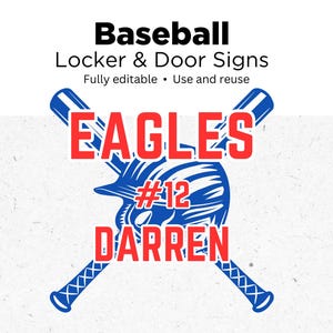 Editable Baseball Softball Locker Door Sign Canva Template Template ...