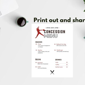 SOFTBALL Concession Menu Instant Download Stand Editable Canva Template ...