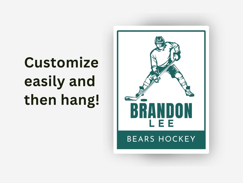 Editable Hockey Locker Door Sign, Hockey Locker Decoration, Name Tag ...