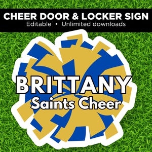 Editable Cheerleader Locker Door Sign Cheerleading Sticker Pom Pom ...