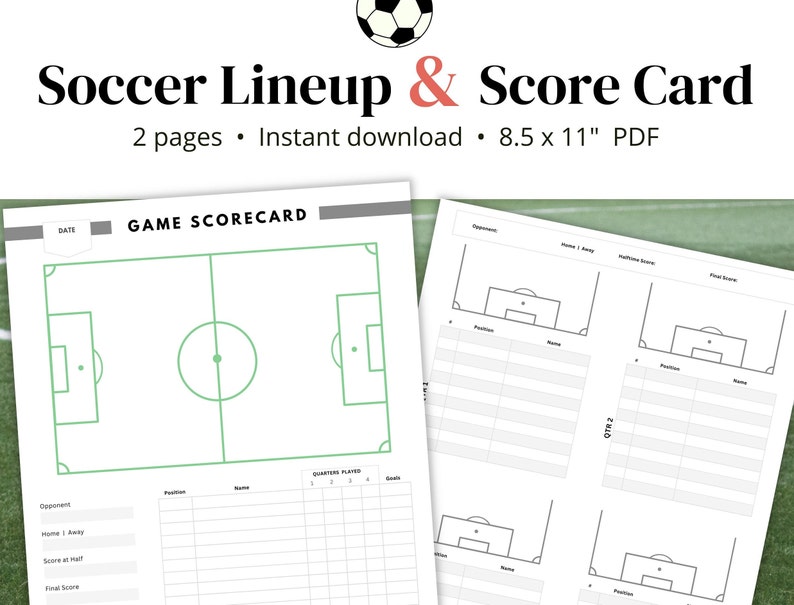 Soccer Lineup and Score Card and Printable Player Positions for Soccer ...