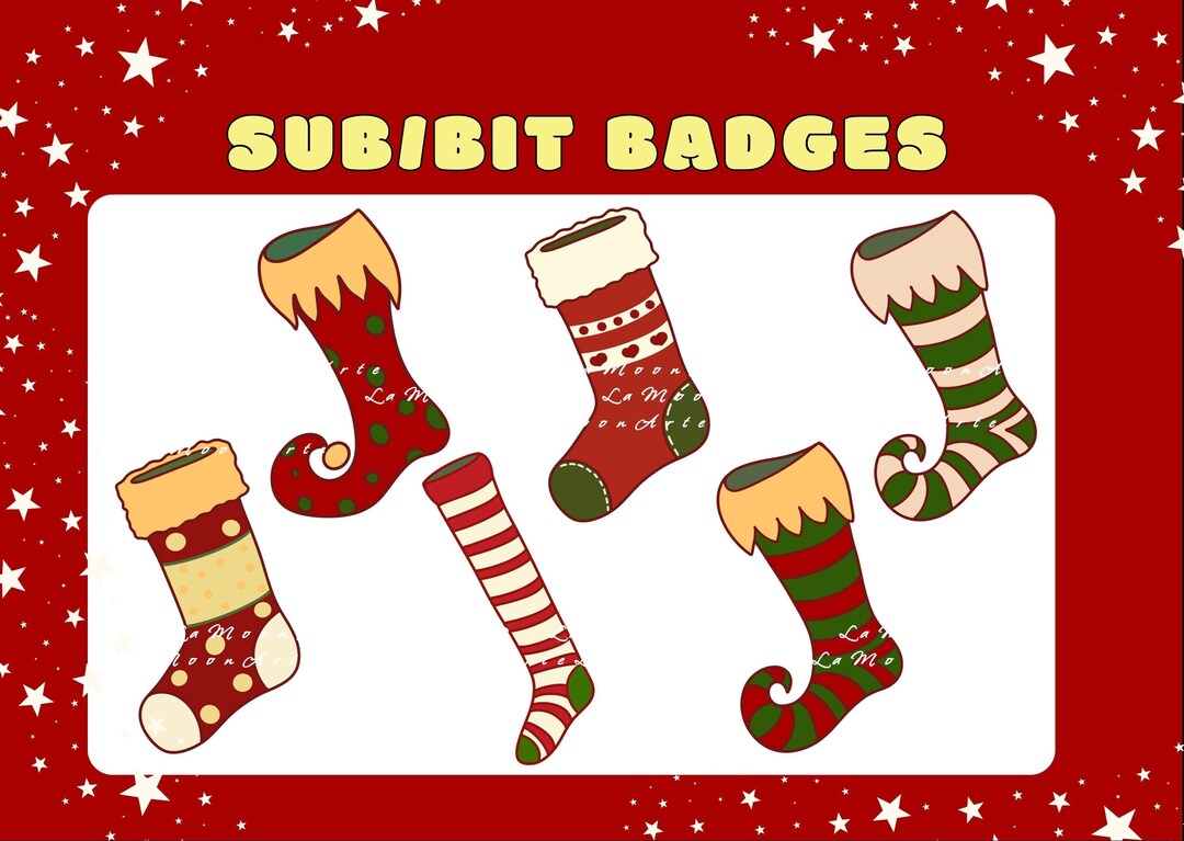 Xmas Stockings Christmas Elf Sock Twitch Sub Bit Badges Streamer Gaming ...