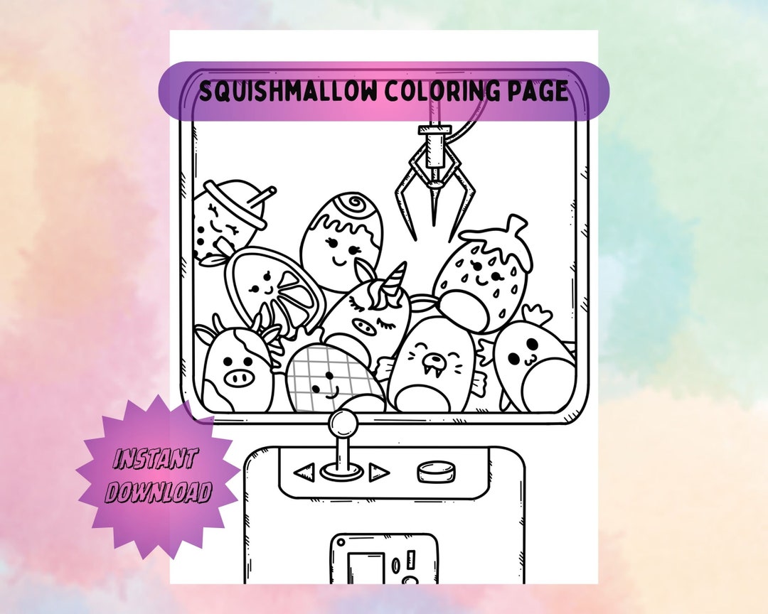 Squishmallow Coloring Page Claw Machine Digital Download Printable ...