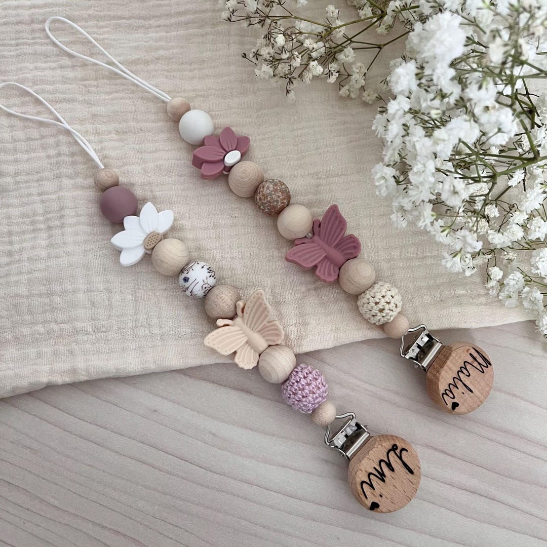 Pacifier Chain With Name ෆ - Personalized Pacifier Chain L Pacifier ...