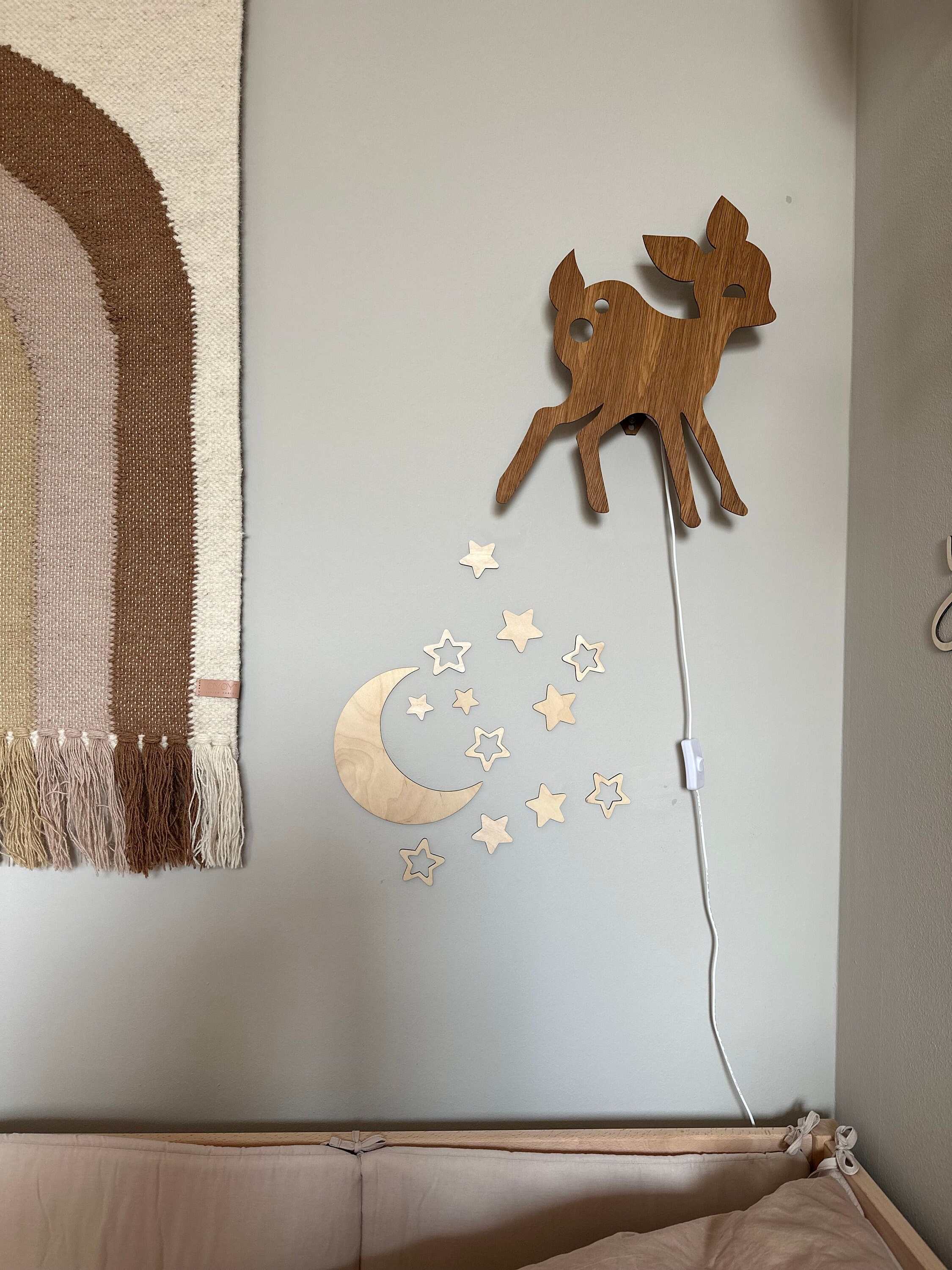 Stars and Moon - Children's Room With Stars | Wooden Star Decoration ...