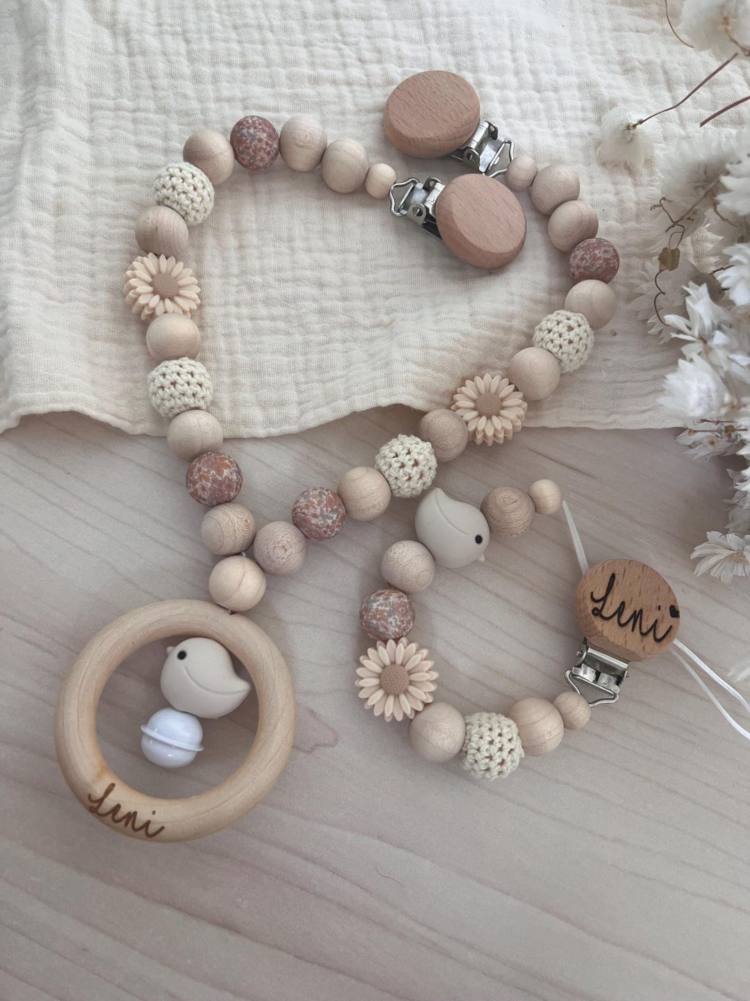 Pacifier Chain Set - Pacifier Chain With Name | Personalized Stroller ...