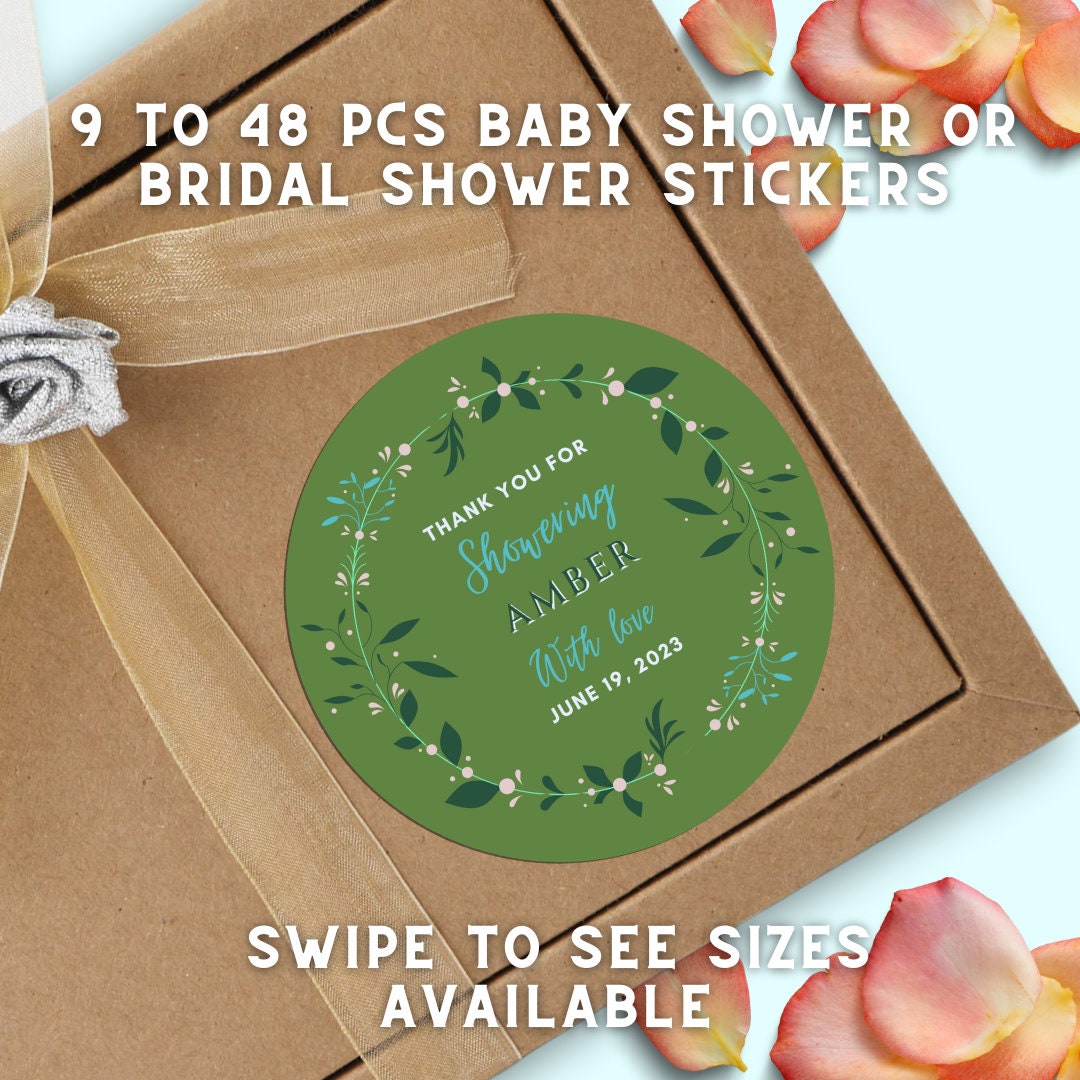 Baby Shower Sticker, Thank You for Showering With Love Label, Custom ...