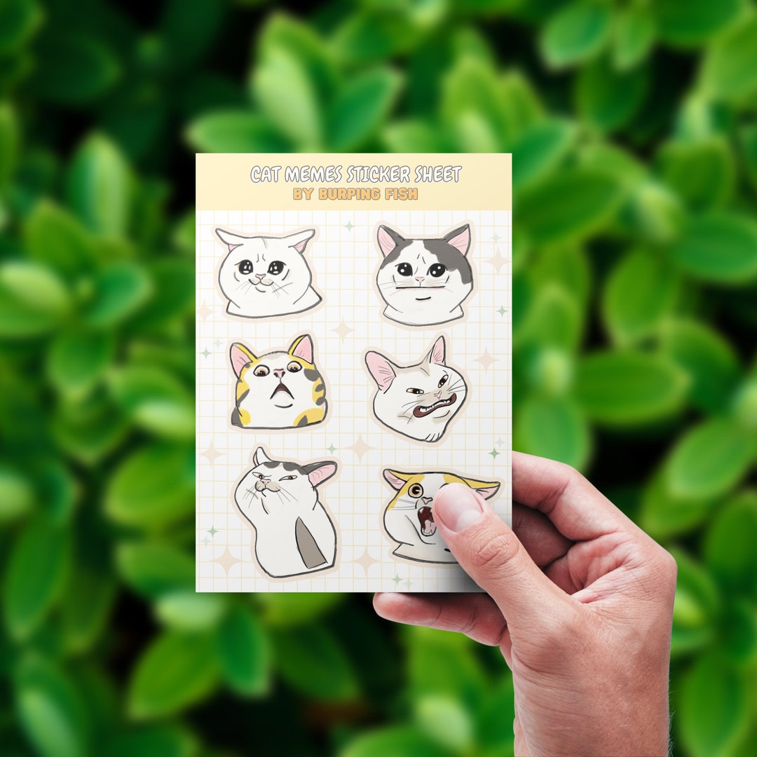 Cat Memes Sticker Sheet, Polite Cat Stickers, Shock Cat Sticker Sheet ...