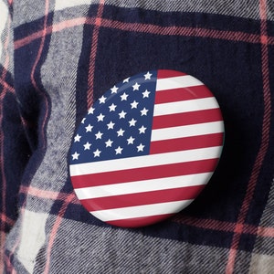 American Flag Button Pin, United States Flag, Round Flag Pin, Gift for ...