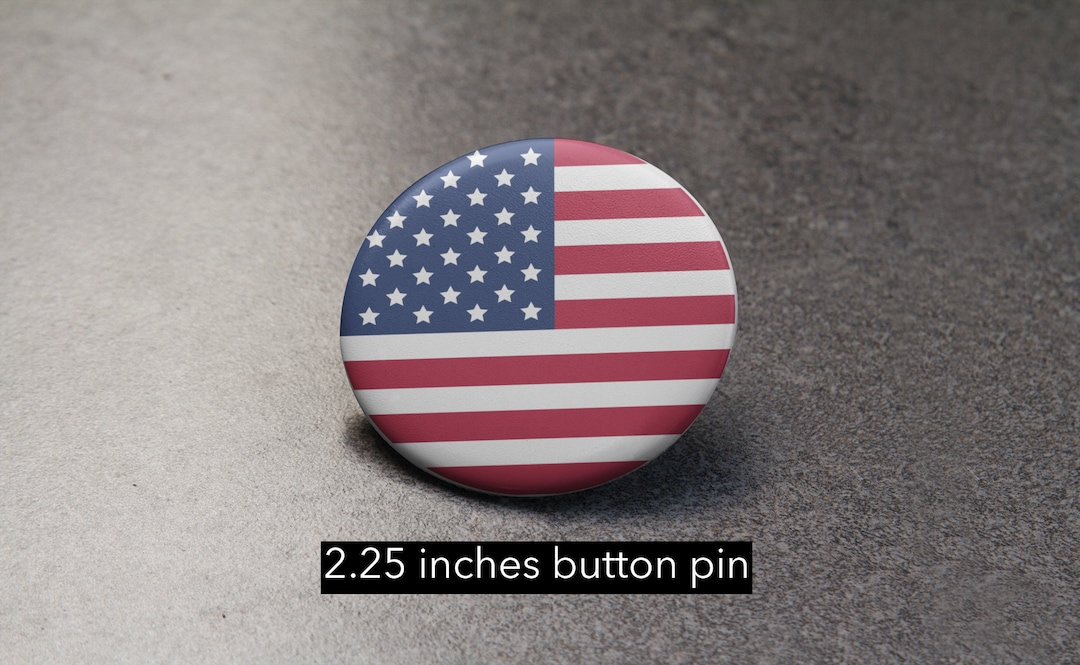 American Flag Button Pin, United States Flag, Round Flag Pin, Gift for ...
