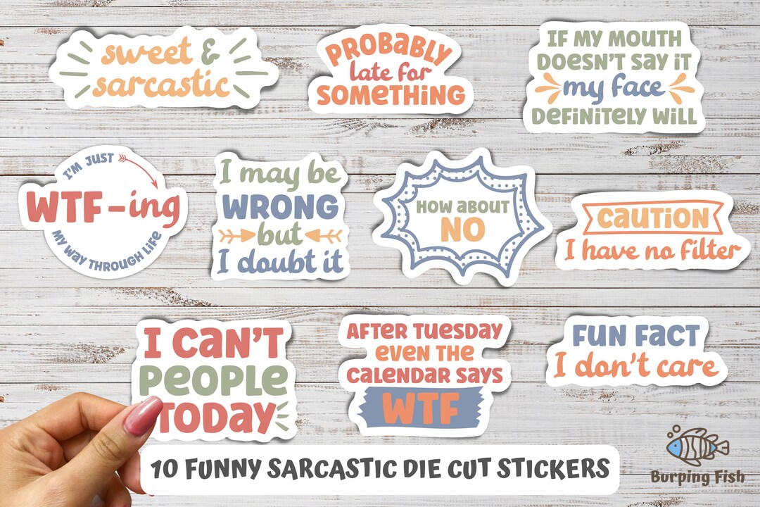 Funny Sarcastic Stickers: Waterproof Vinyl Laptop Decals - 12 Pcs - Etsy