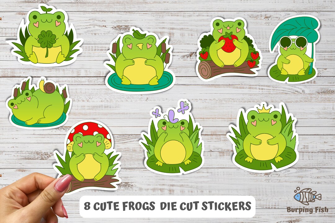 Frog Sticker Set, Frog Stickers Pack, Cute Frog Stickers, Laptop Decal ...
