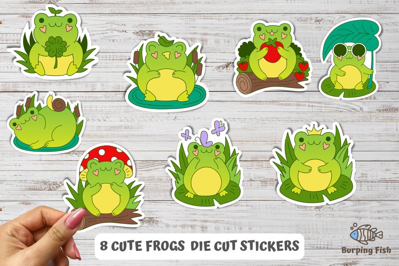 Cute Frog Stickers Pack, Waterproof Vinyl Decals - Etsy