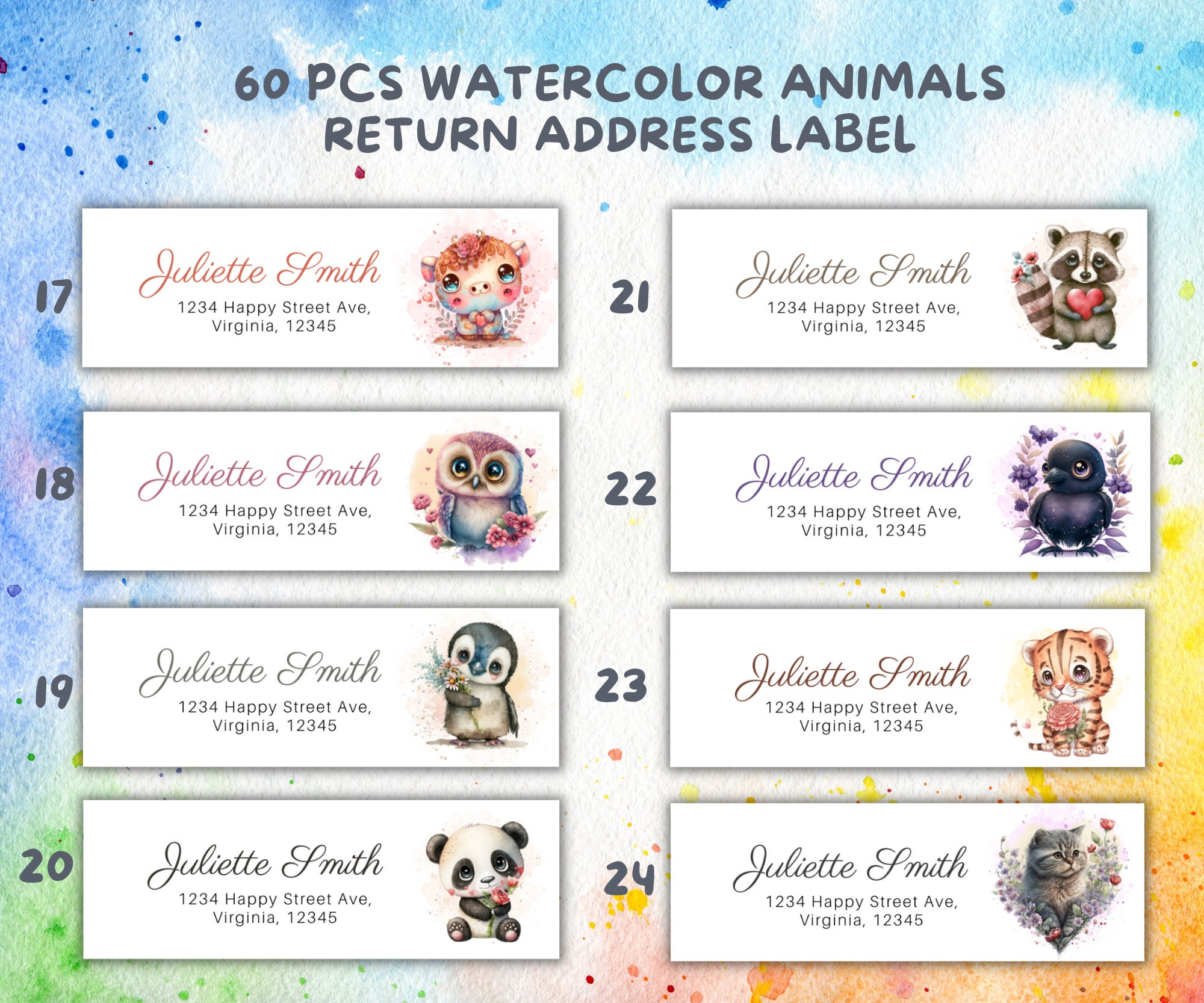 Animals Return Address Label Customized Mail Stickers Return - Etsy