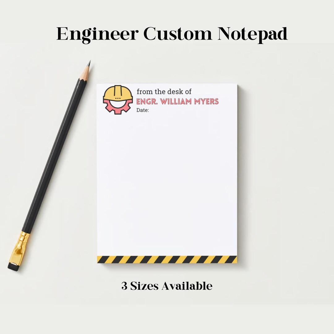Custom Engineer Notepad: Personalized Stationery Gift - Etsy