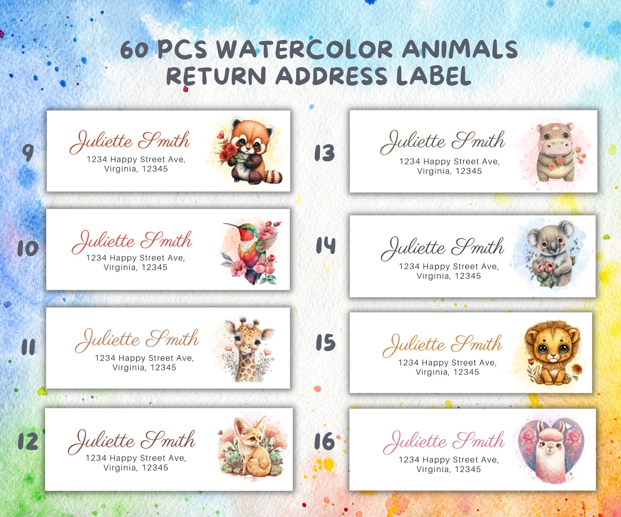 Animals Return Address Label Customized Mail Stickers Return - Etsy