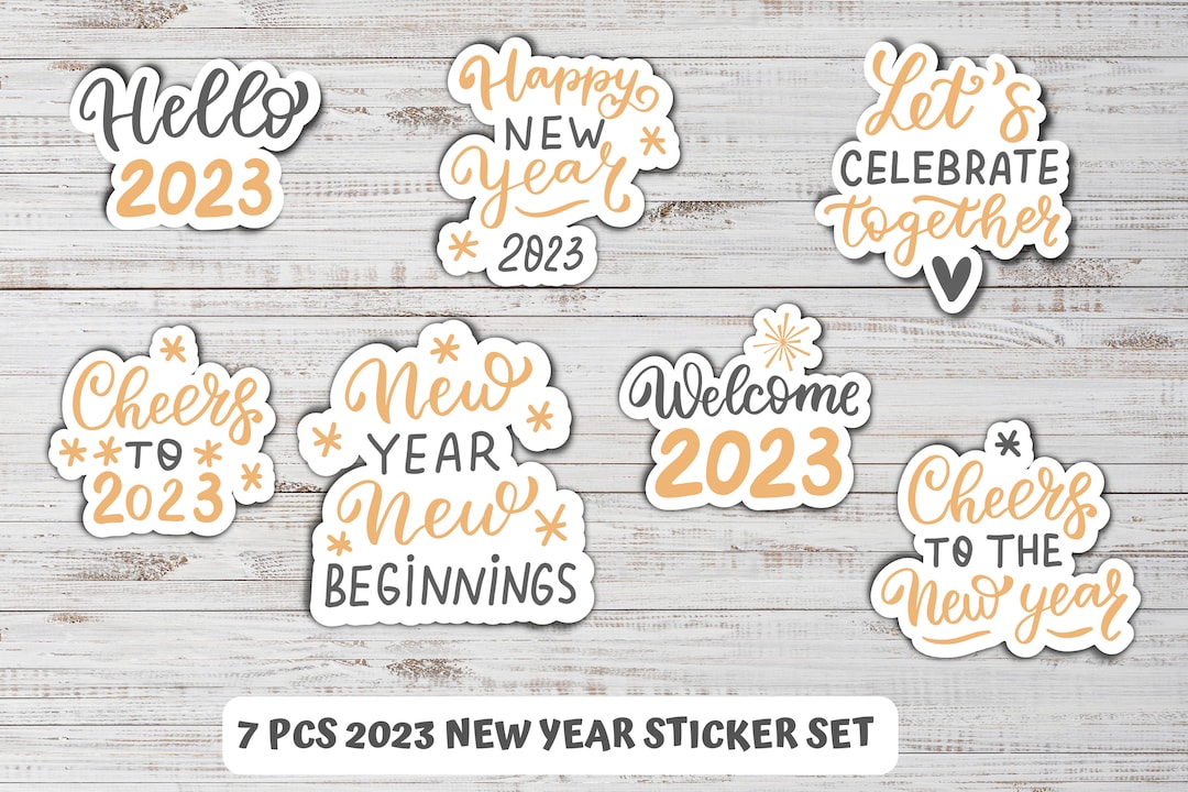 New Year Sticker Set, Year 2023 Sticker, Waterproof Sticker, Sticker ...