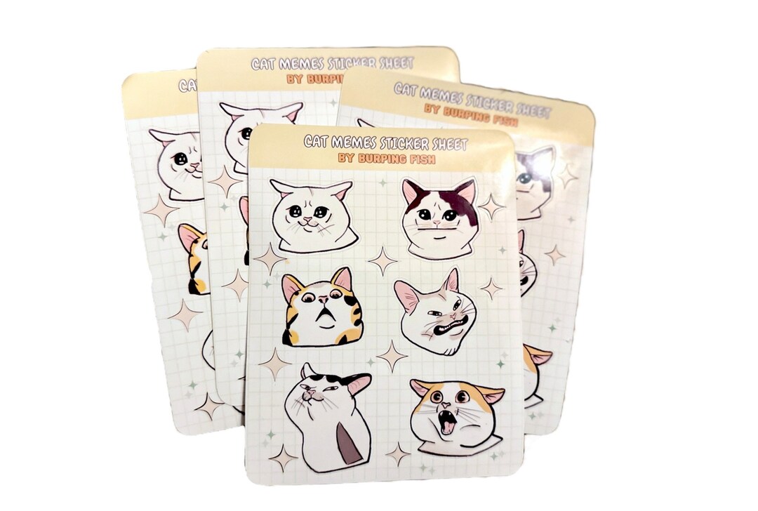 Cat Memes Sticker Sheet Polite Cat Stickers Shock Cat - Etsy