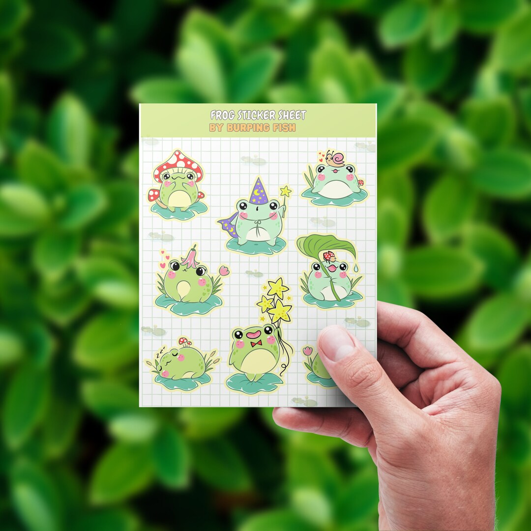 Frog Sticker Sheet, Frog Stickers, Happy Frog Day, Frog Vinyl Stickers ...