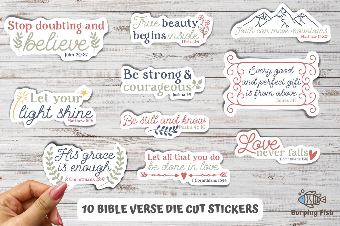 Bible Verse Stickers, Christian Sticker Pack, 10 Pieces per Pack ...