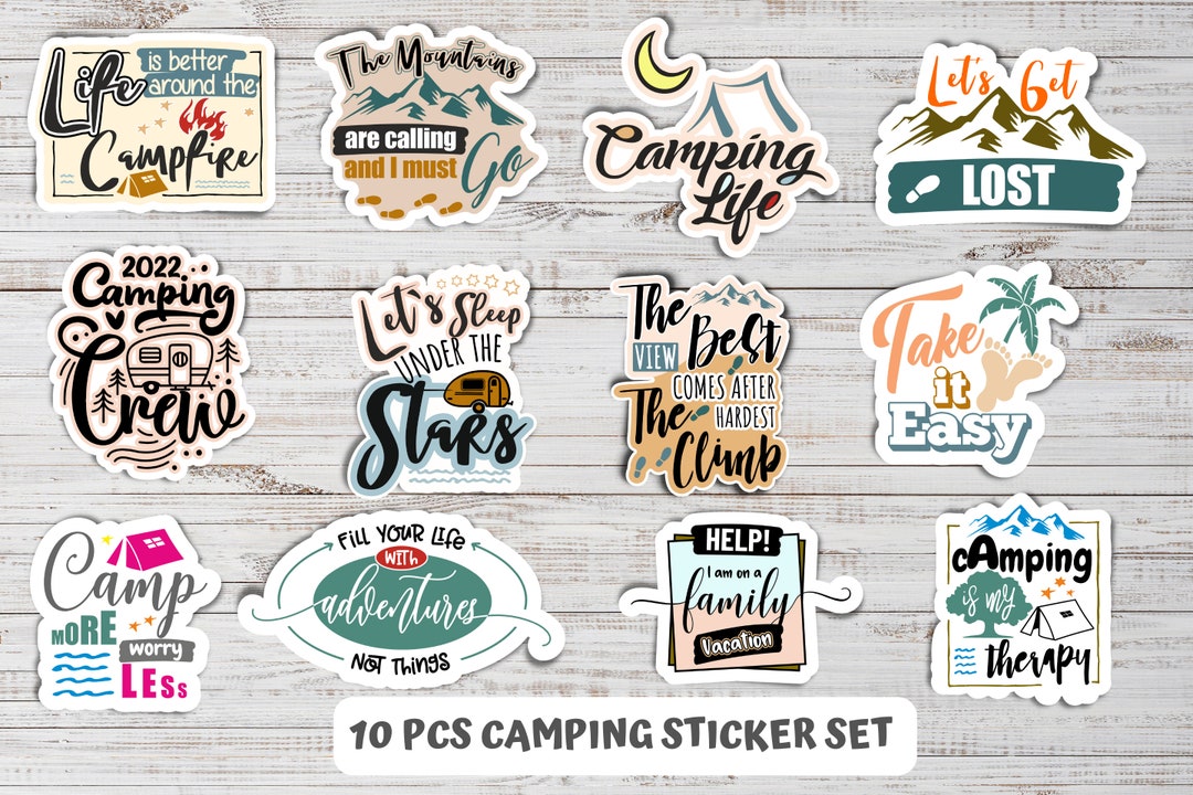 Camping Sticker Pack, Sticker Set, 10 Pcs - Etsy