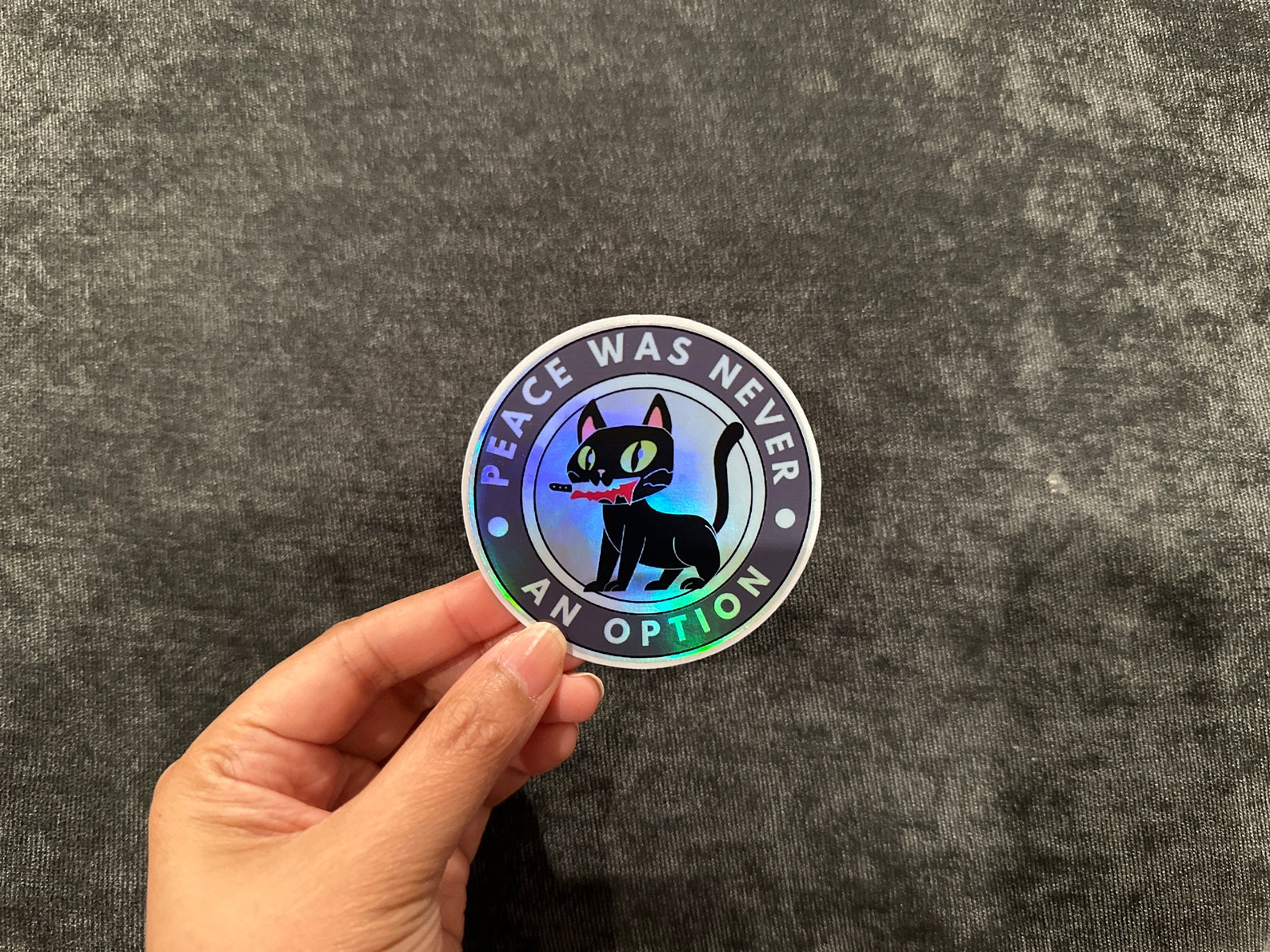 Peace Was Never an Option Sticker Cat Meme Sticker Funny Cat - Etsy