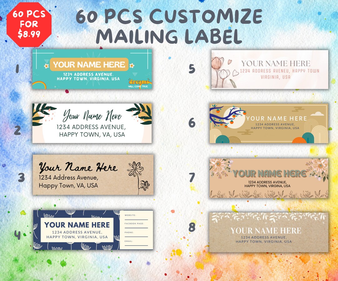 Custom Return Address Labels: 60 Waterproof Mail Stickers - Etsy