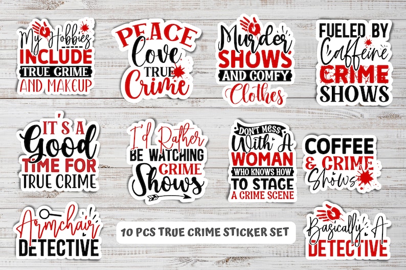 True Crime Sticker Pack True Crime Stickers True Crime - Etsy