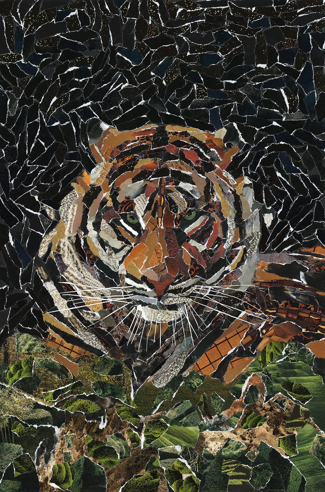 Torn Paper Tiger - Etsy