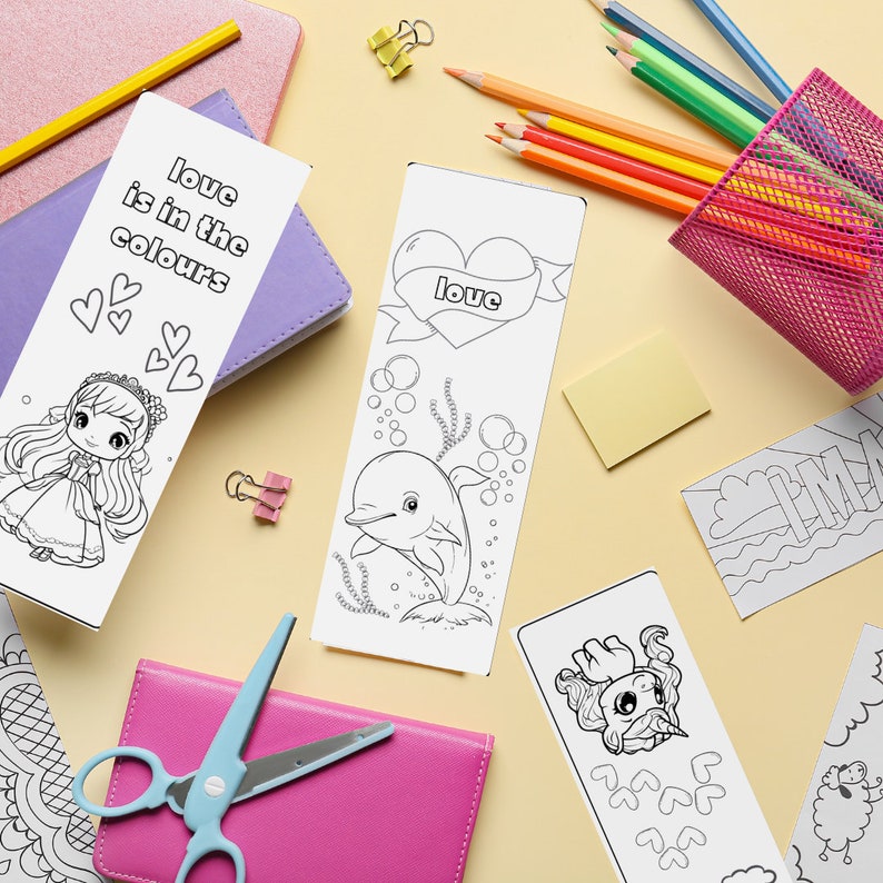 Valentine's Day Colouring Bookmarks for Kids Printable DIY Activity ...
