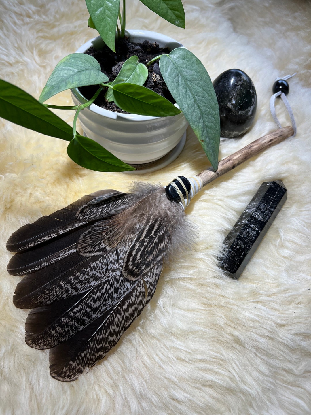 Black Onyx Crystal Smudging Wand Alter Tool for Clearing Energy and ...