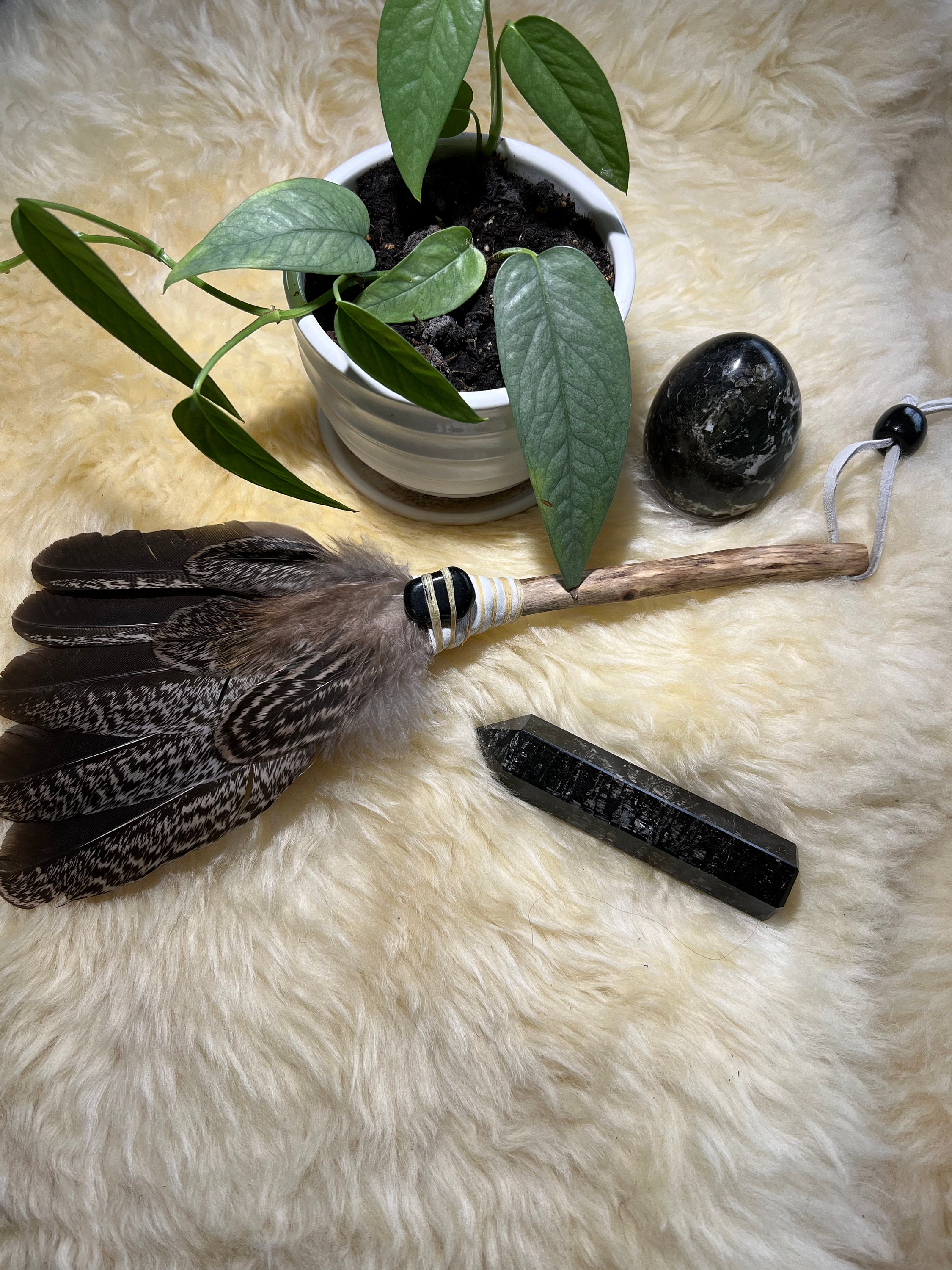 Black Onyx Crystal Smudging Wand Alter Tool for Clearing Energy and ...