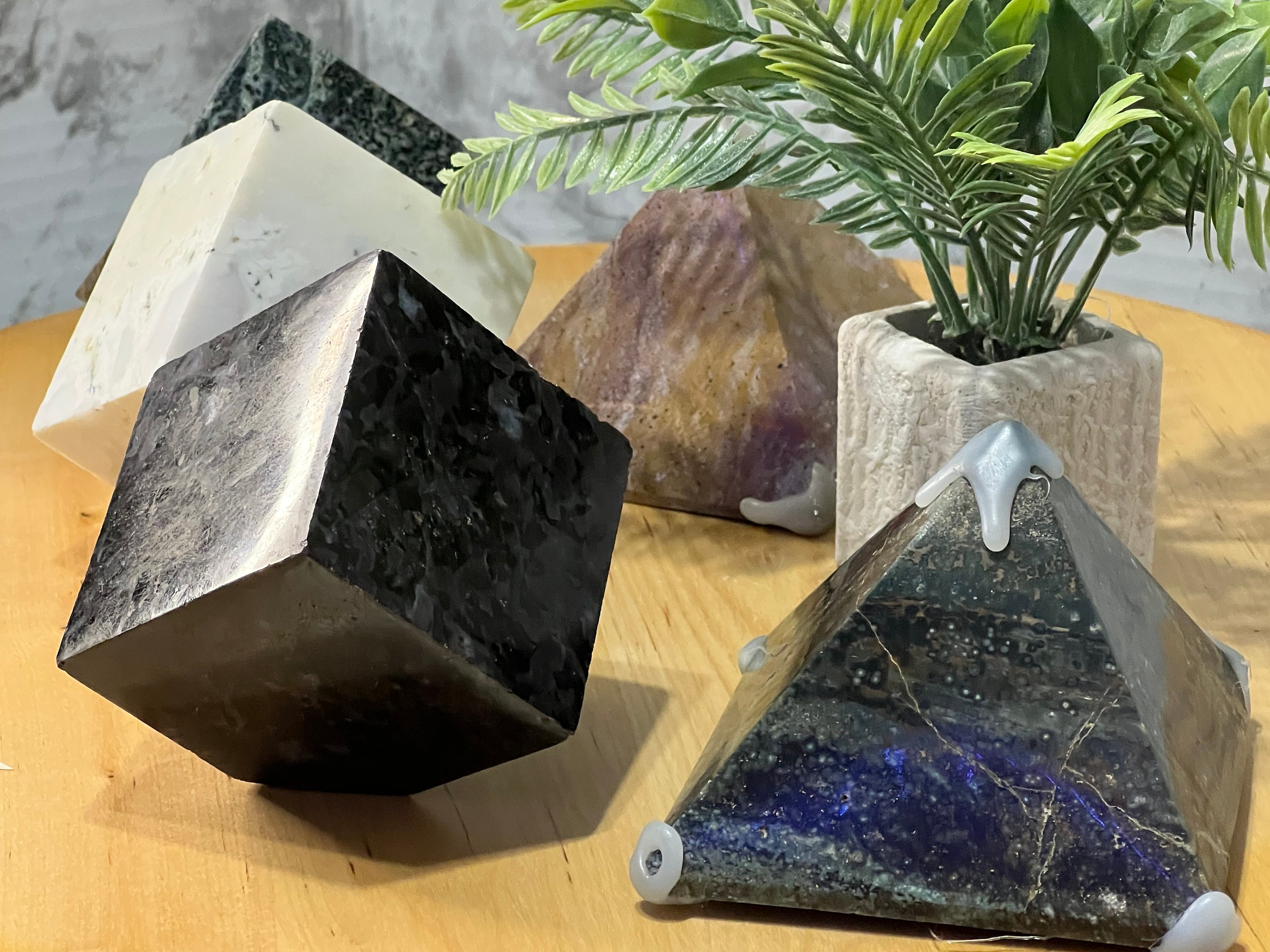 Ocean Jasper Pyramid/cube, Dendrite Cube, Indigo Gabbro Cube BUNDLE ...