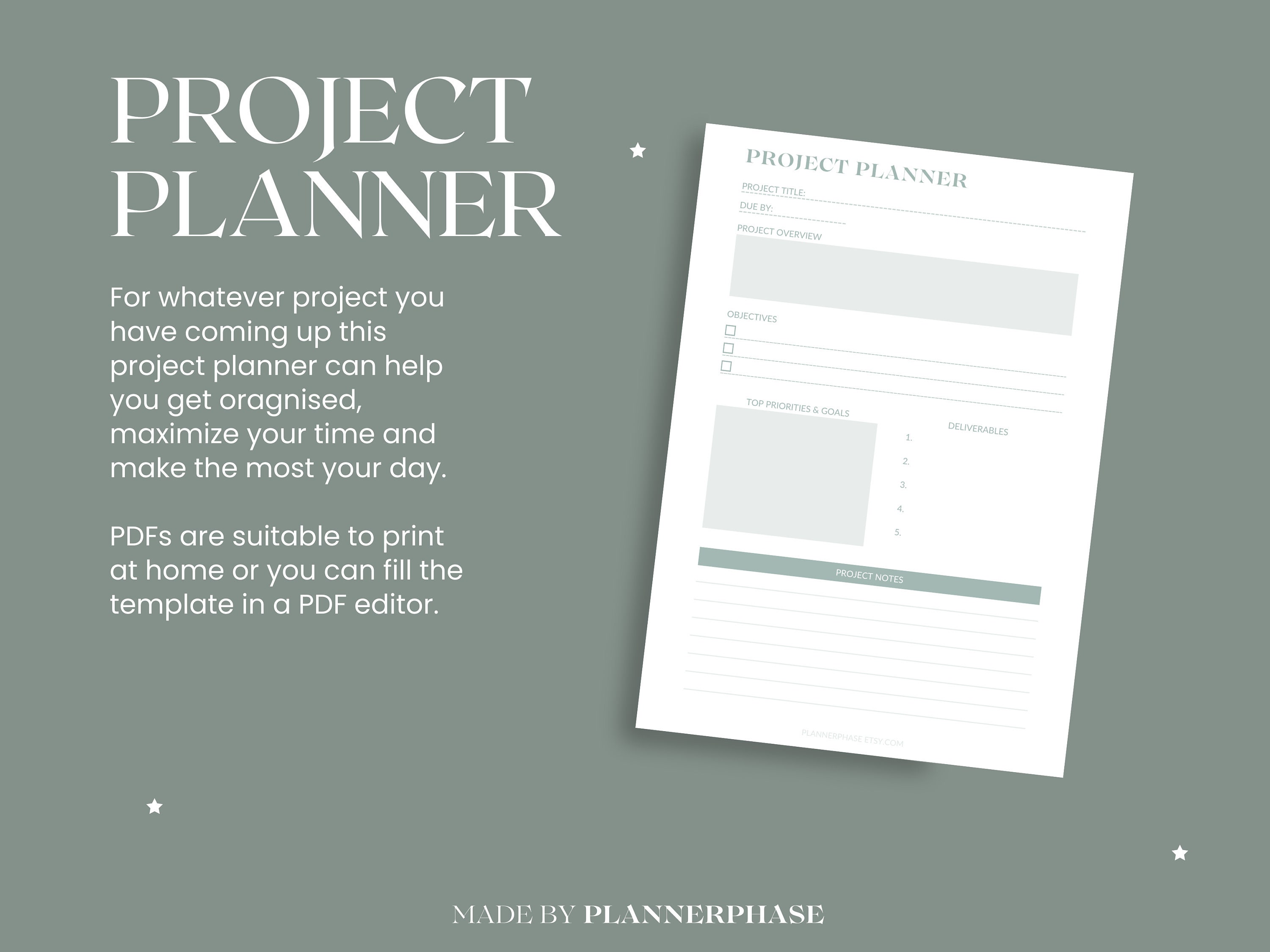 ULTIMATE Project Planner Bundle Digital Fillable PDF & Printable. Work ...