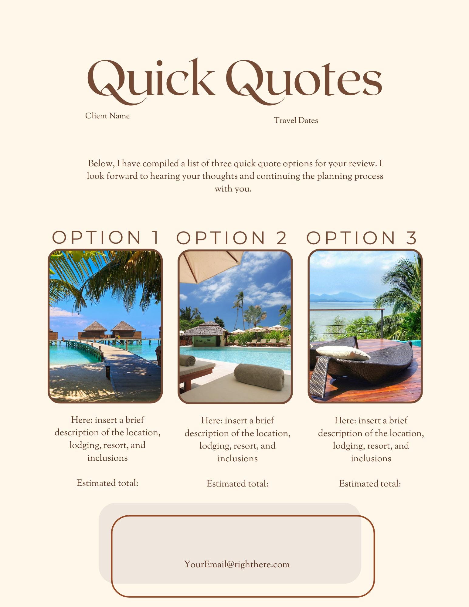 Travel Quote Template Digital Download for Travel Advisor - Etsy