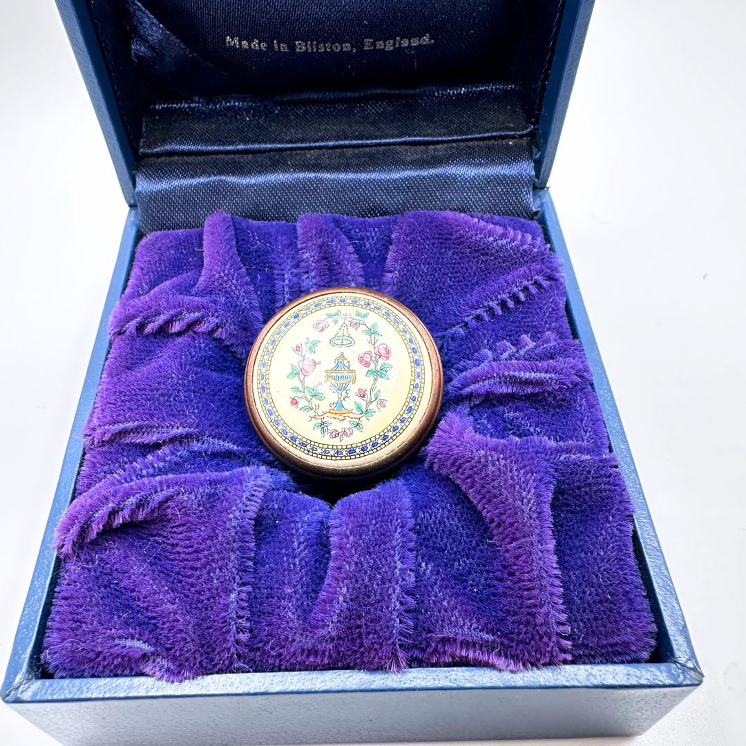 Vintage Halcyon Days Enamel Pill Box | Floral Vase Motif| Like New ...