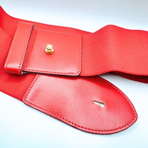 Vintage Red Calderon Designer Wide Elastic Stretch Belt Womens Size L ...