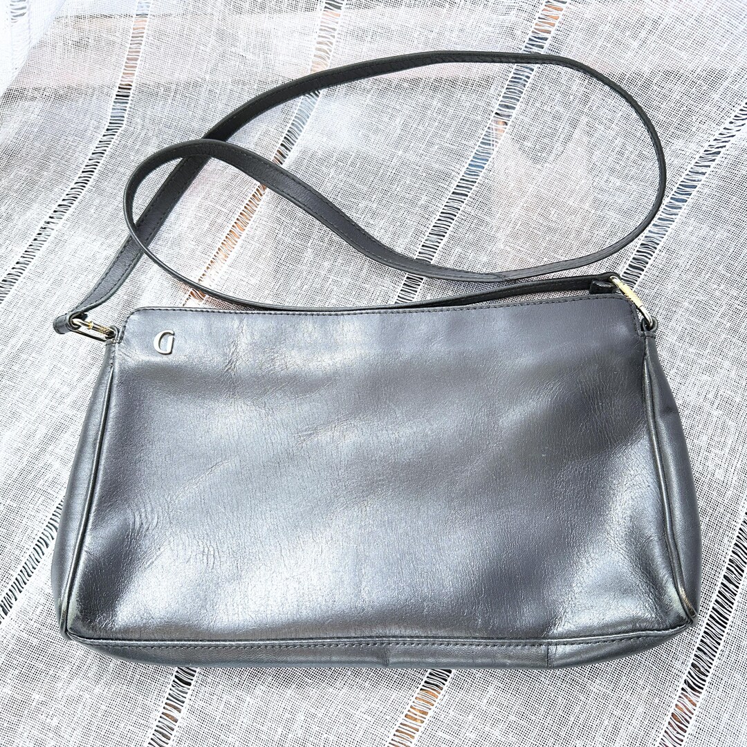 1980s Style Ganson Black Leather Crossbody Purse | Classic Vintage ...