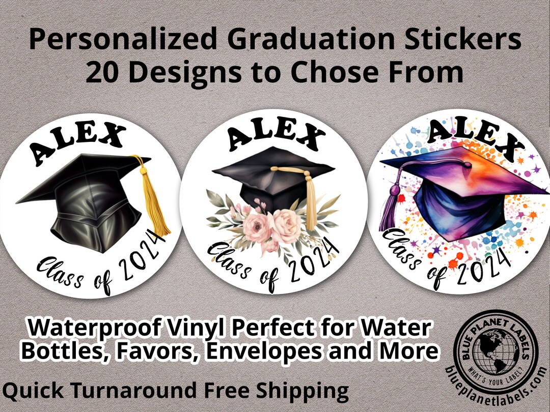 Custom Graduation Stickers 20 Designs Waterproof Vinyl Perfect for ...