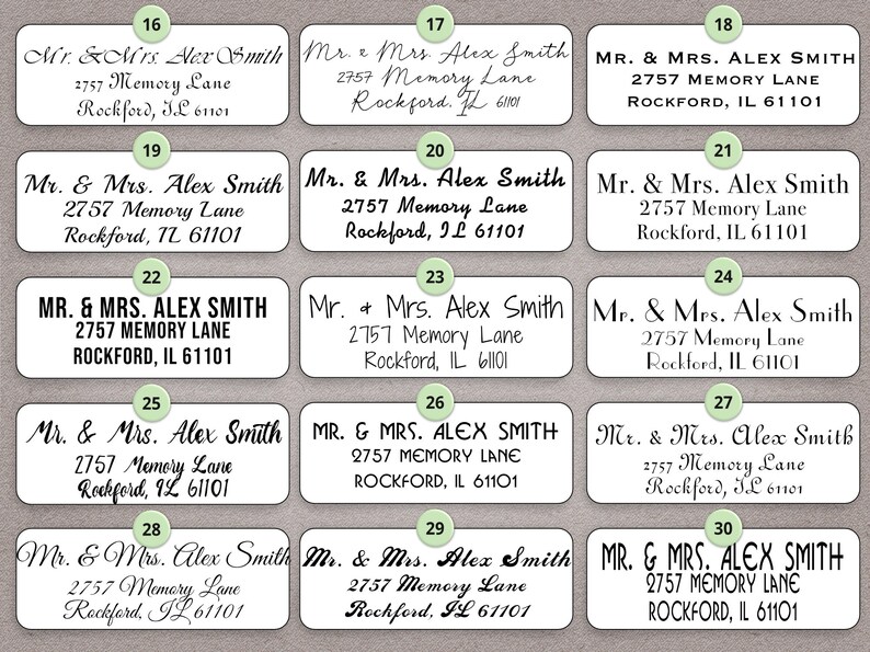 Foiled Address Labels: Custom Calligraphy Design, 45 Styles - Etsy