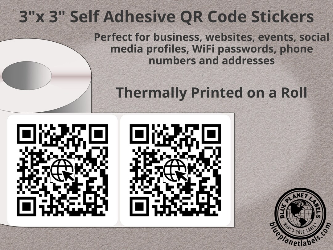 3 Square QR Code Roll Labels Scan URL Website Social - Etsy