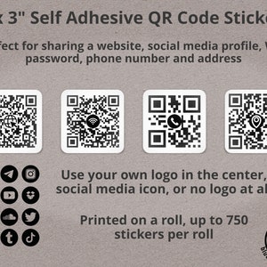 3" Square QR Code Roll Labels - Scan URL, Website, Social Media Profile ...